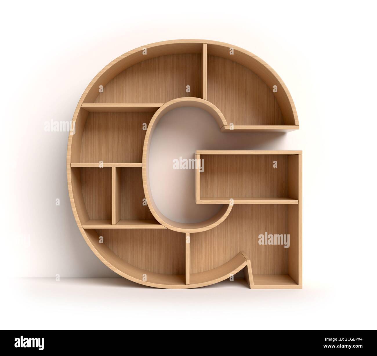 Shelf font 3d rendering letter G Stock Photo - Alamy