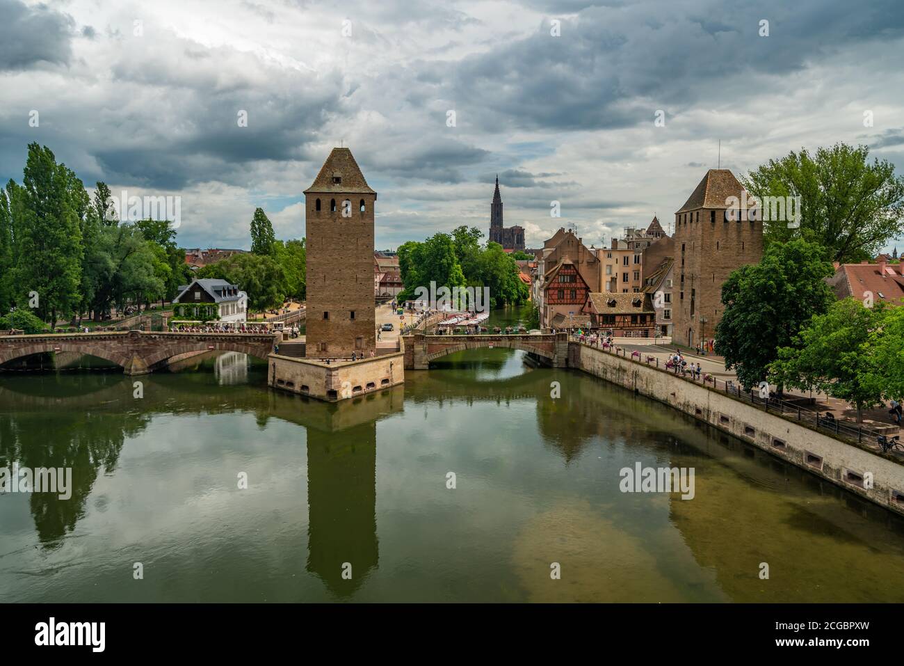 Tourist area "Petite France" in Strasbourg, France and covered bridges ...