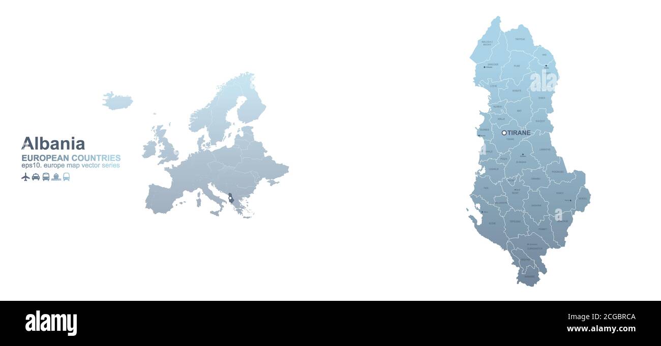 Albania map. blue gradient vector map of European countries Stock ...