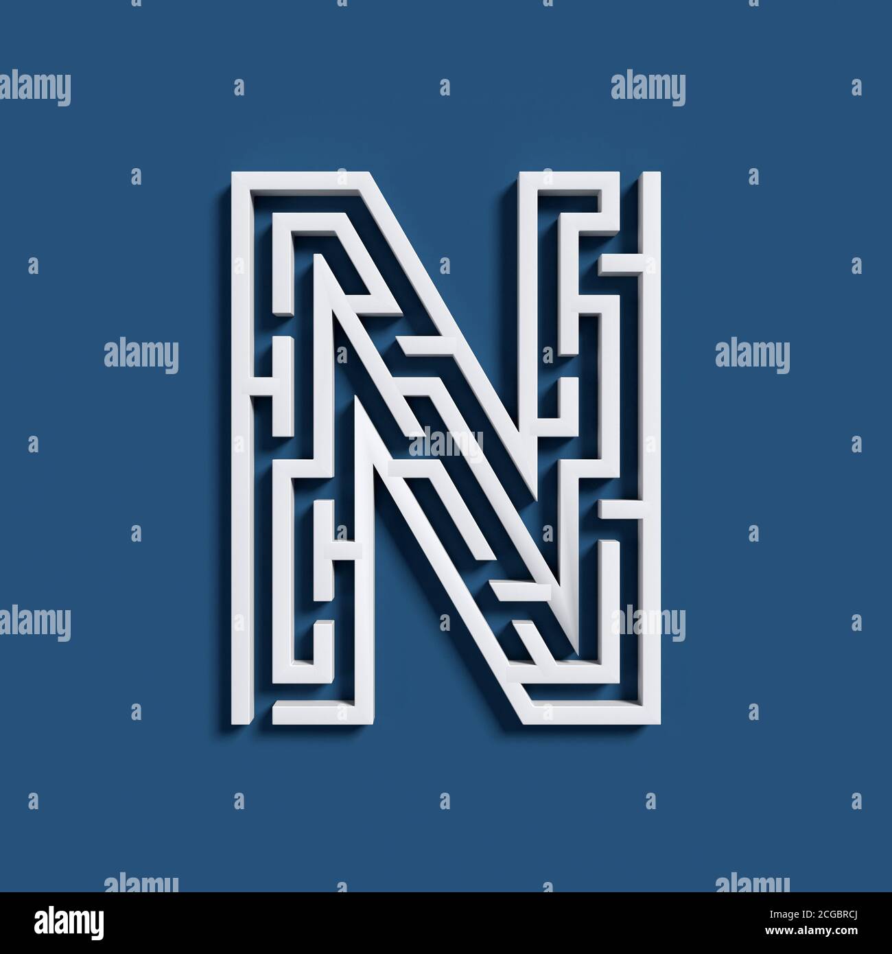 Maze font letter N Stock Photo - Alamy