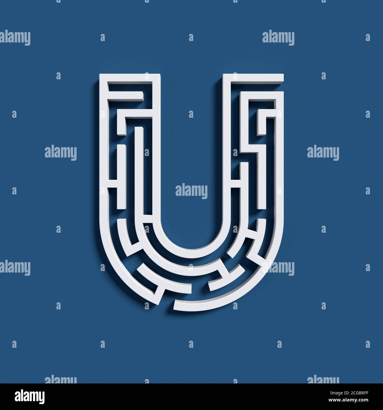Maze font letter U Stock Photo - Alamy