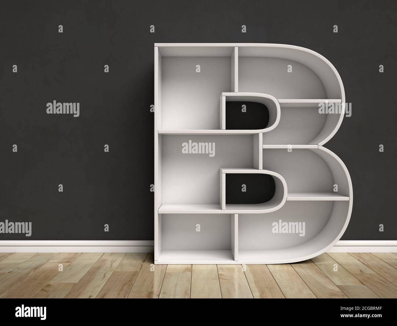 Shelf font 3d rendering, letter B Stock Photo - Alamy
