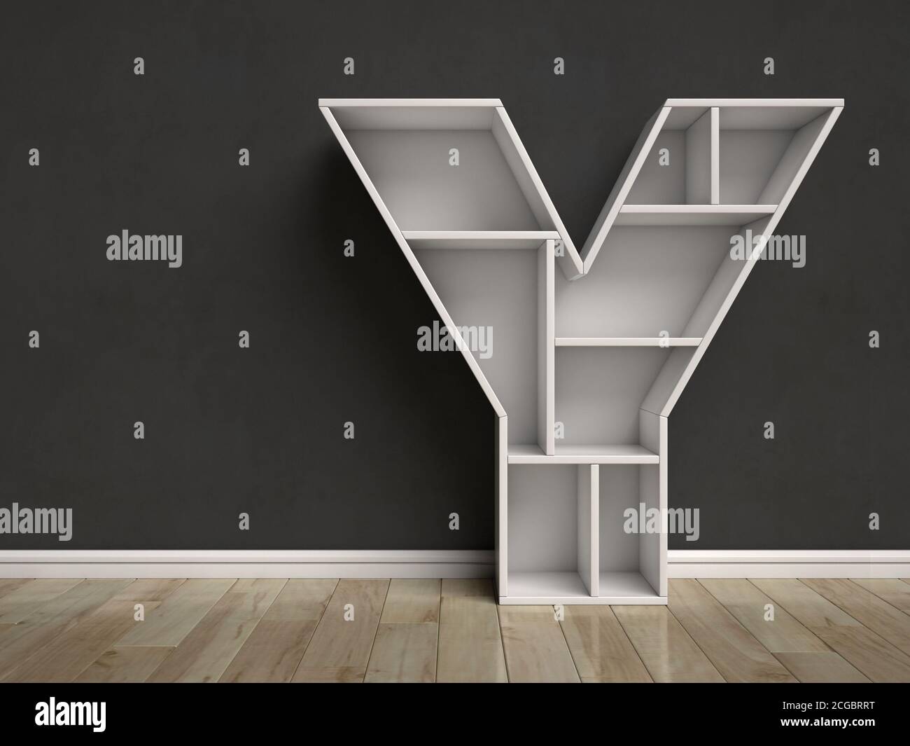 Shelf font 3d rendering, letter Y Stock Photo - Alamy