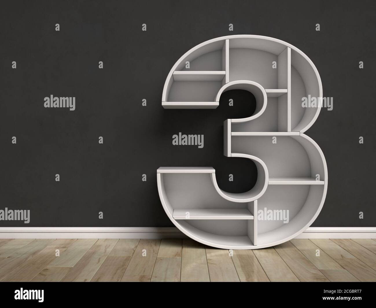 Shelf font 3d rendering, number 3 Stock Photo - Alamy