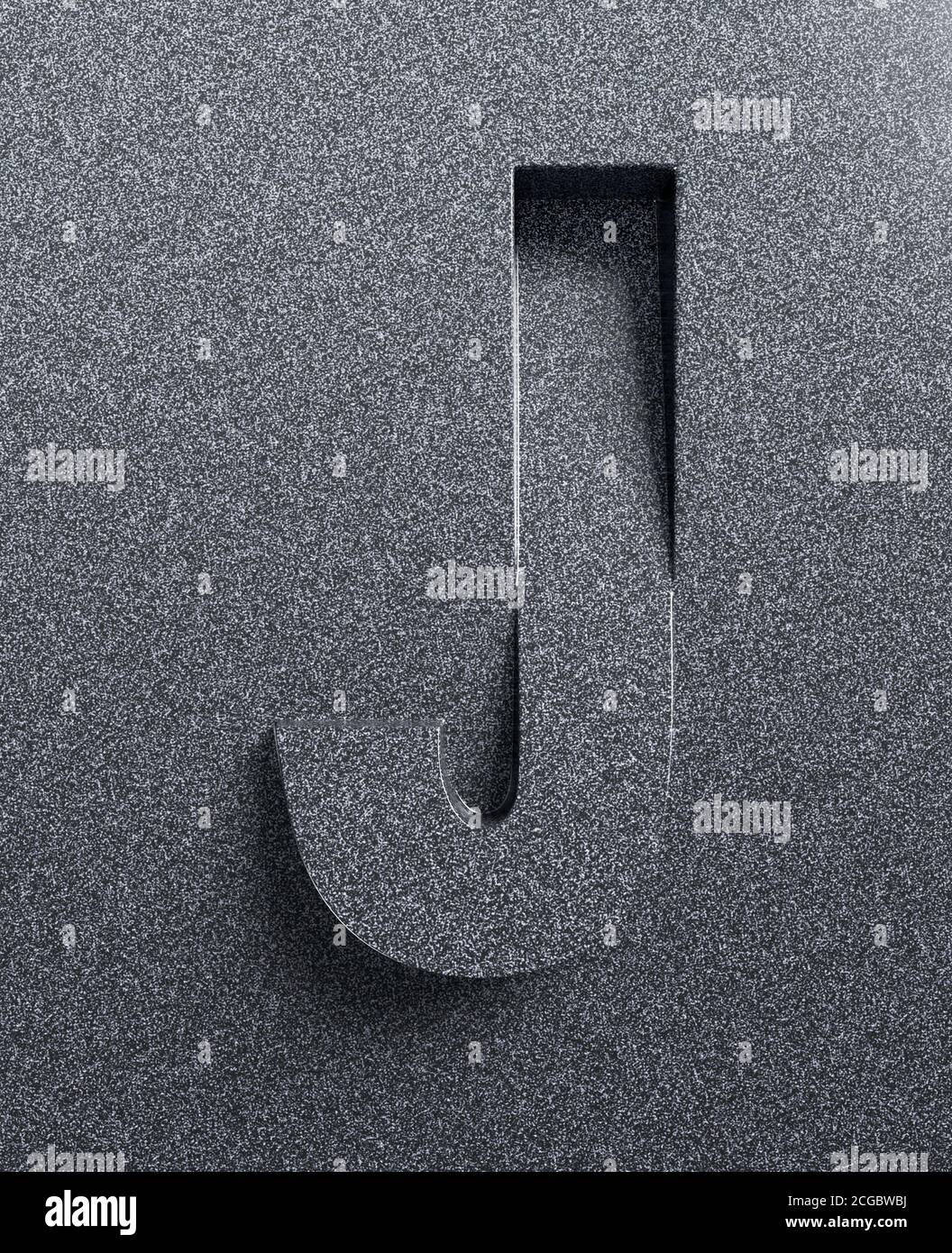 Slanted 3d font engraved and extruded from the surface, letter J Stock ...