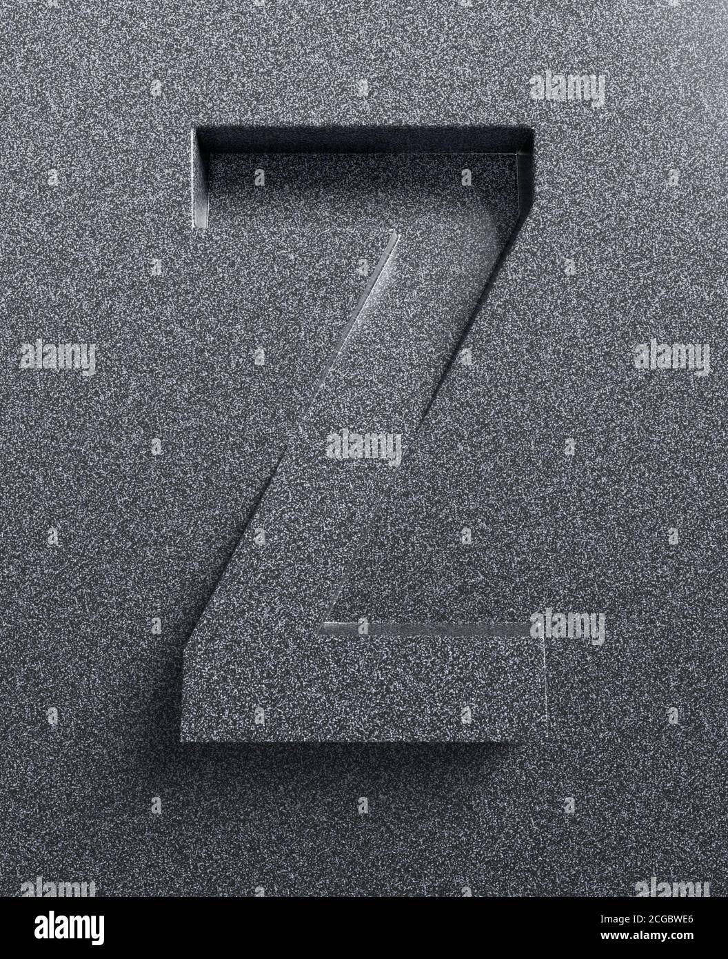 Slanted 3d font engraved and extruded from the surface, letter Z Stock ...