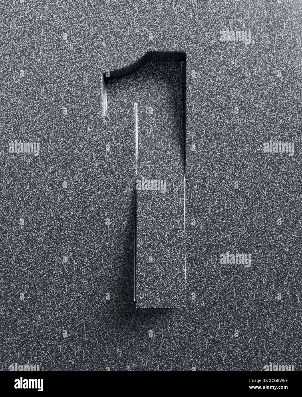 Slanted 3d font engraved and extruded from the surface, number 1 Stock ...