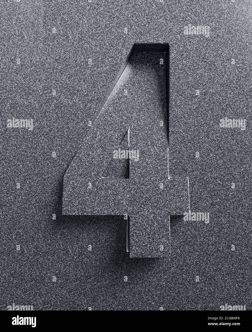 Slanted 3d font engraved and extruded from the surface, number 4 Stock ...
