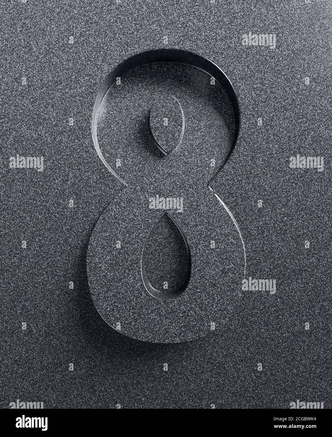 Slanted 3d font engraved and extruded from the surface, number 8 Stock ...
