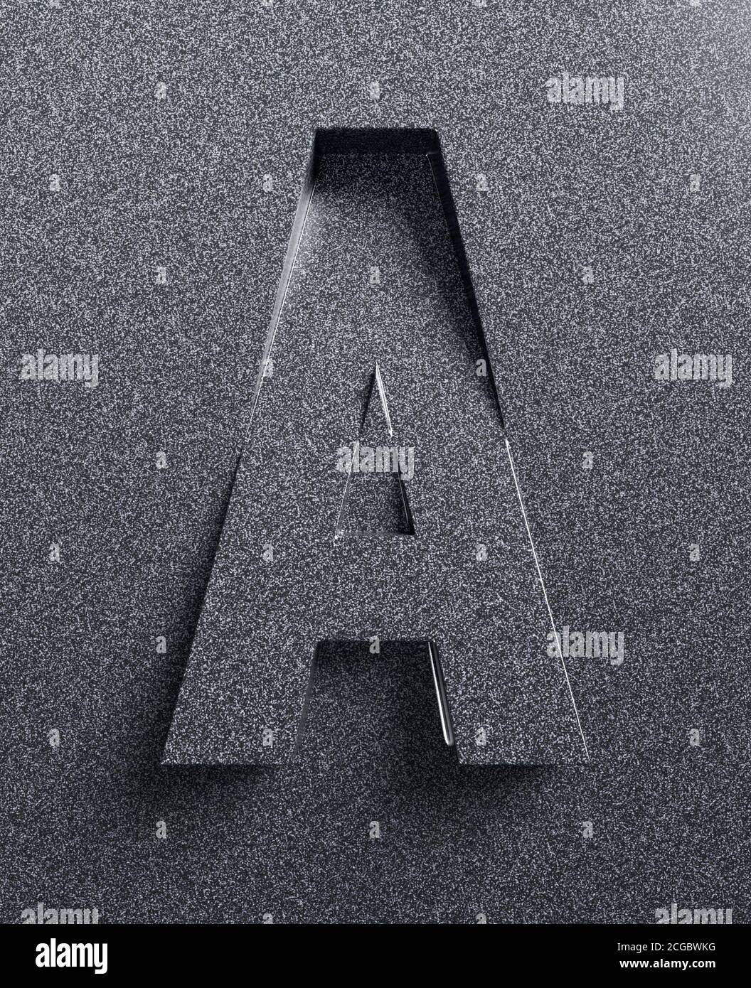 Slanted 3d font engraved and extruded from the surface, letter A Stock ...
