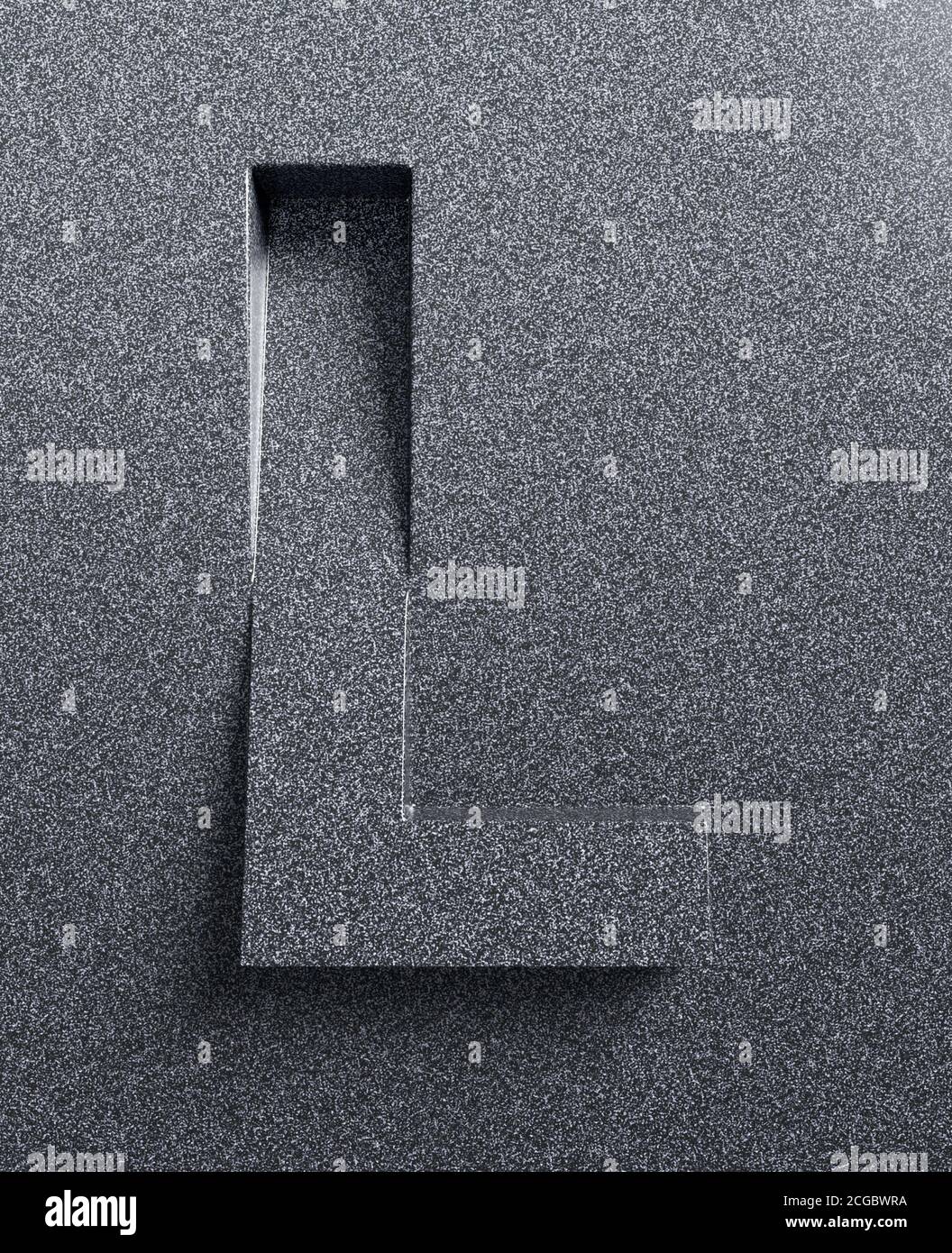 Slanted 3d font engraved and extruded from the surface, letter L Stock ...