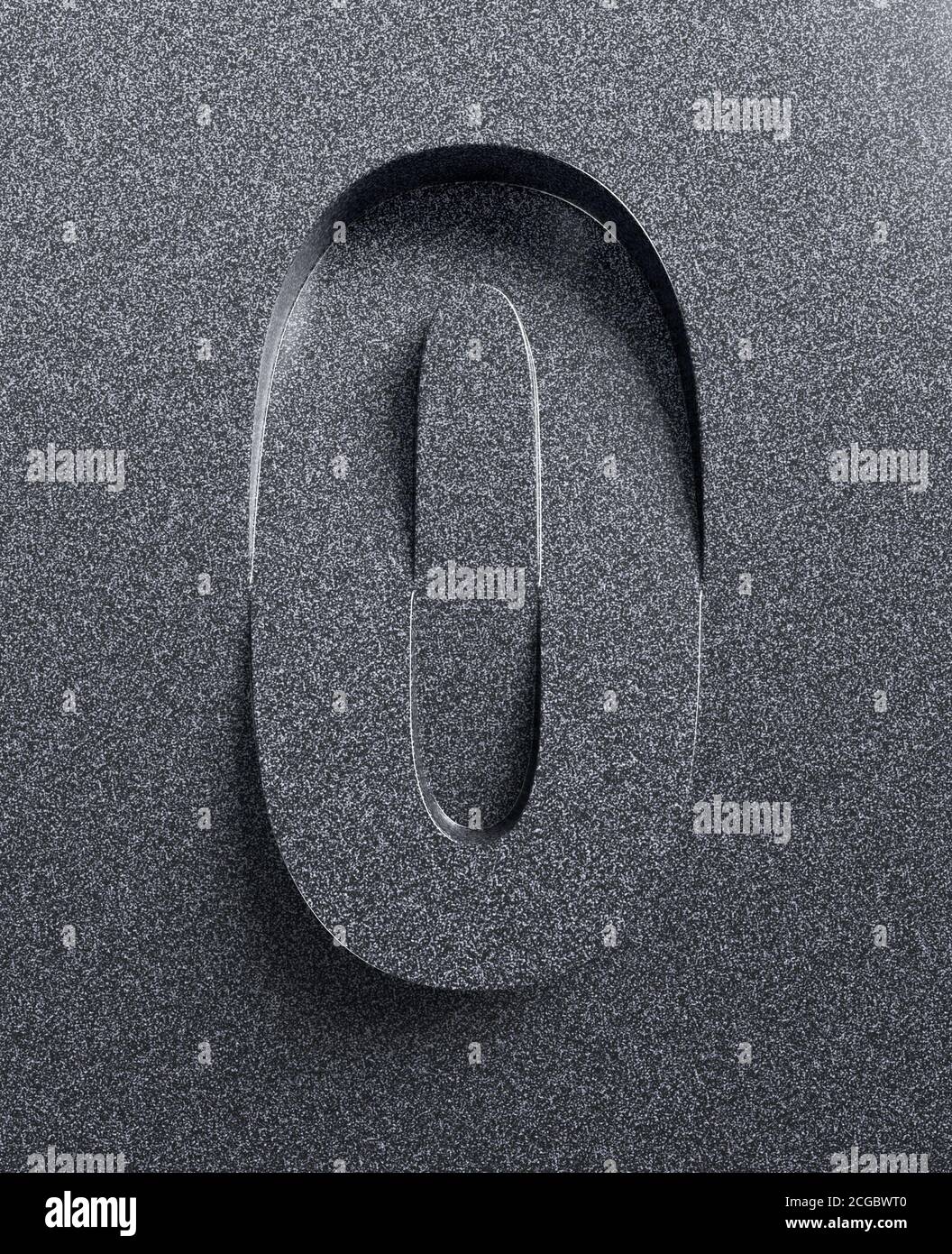 Slanted 3d font engraved and extruded from the surface, letter O Stock ...