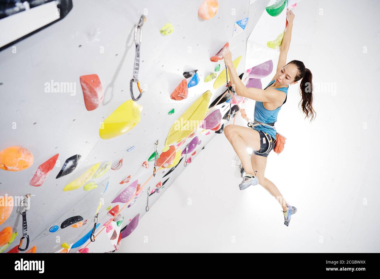 Japanese sport climber Akiyo Noguchi poses for a special photo session ...