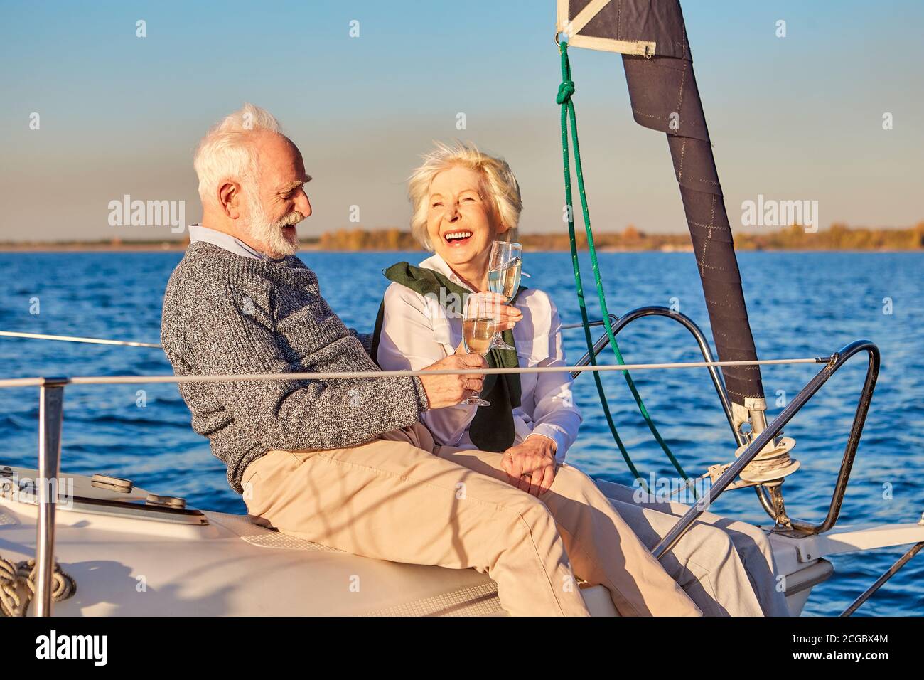 Older man relaxing on sailboat hi-res stock photography and images - Alamy