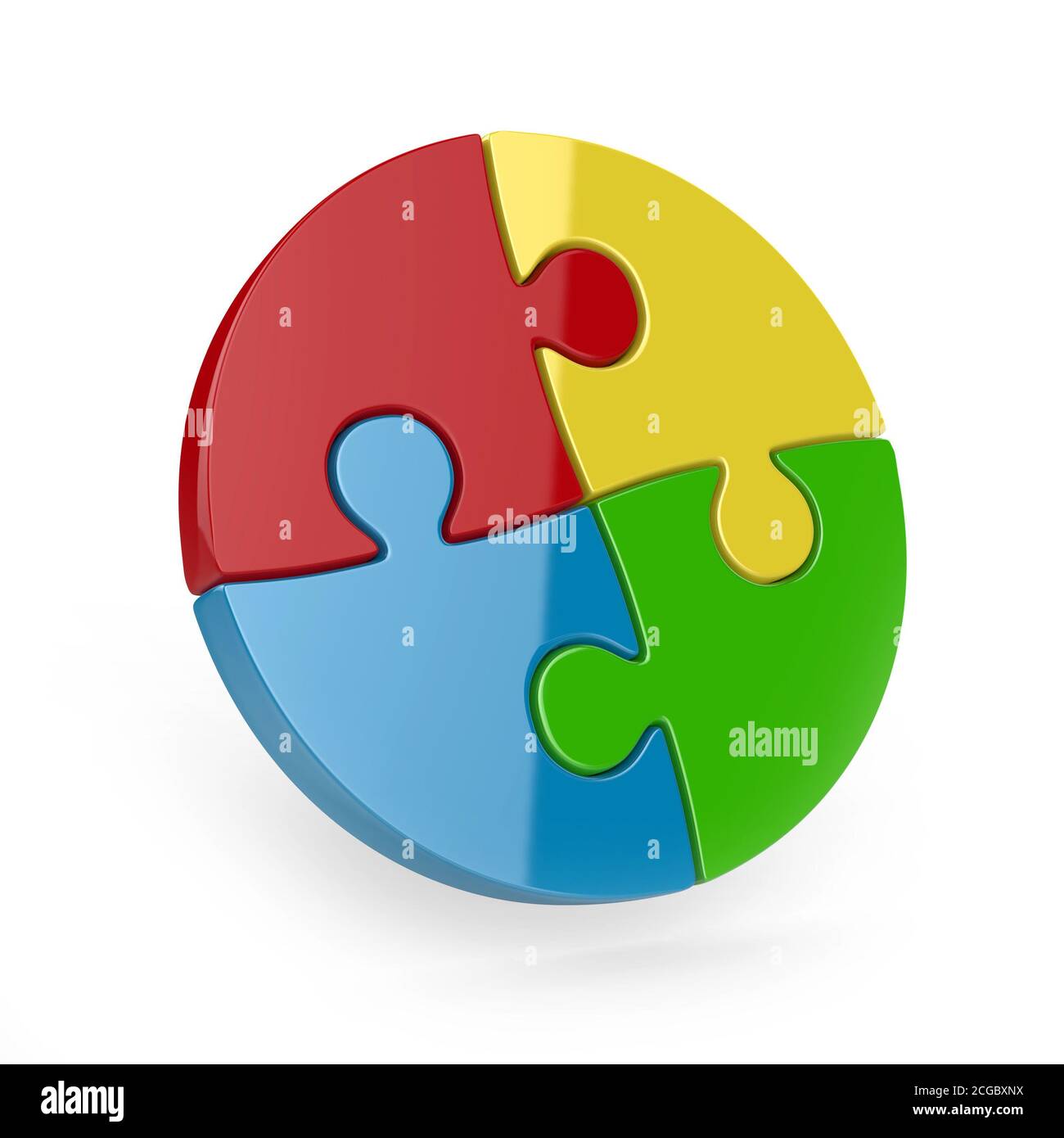 Four piece circular puzzle on white background Stock Photo - Alamy