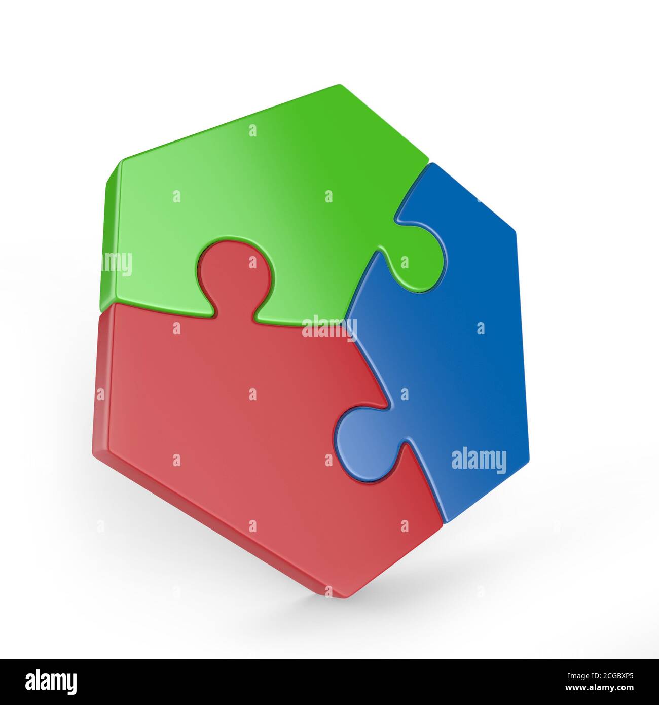 Three piece circular puzzle 3d rendering Stock Photo - Alamy
