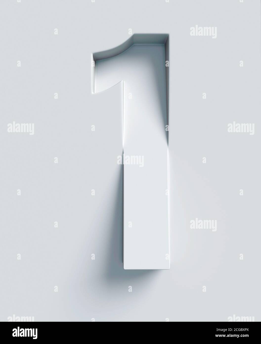 Slanted 3d font engraved and extruded from the surface, number 1 Stock ...