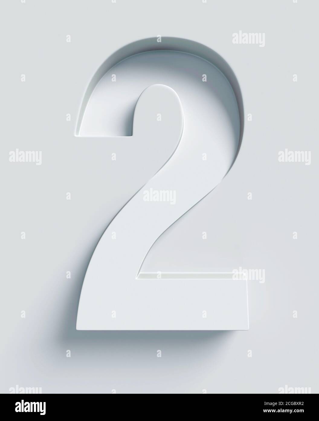 Slanted 3d font engraved and extruded from the surface, number 2 Stock ...