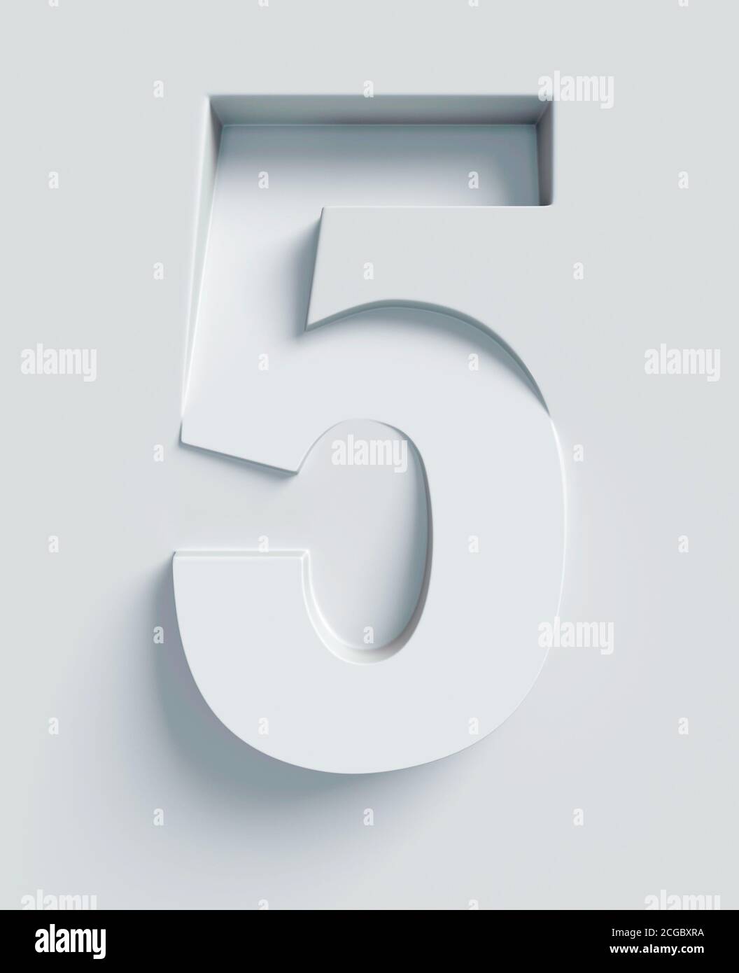 Slanted 3d font engraved and extruded from the surface, number 5 Stock ...