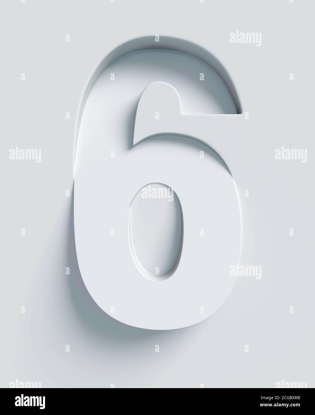 Slanted 3d font engraved and extruded from the surface, number 6 Stock ...