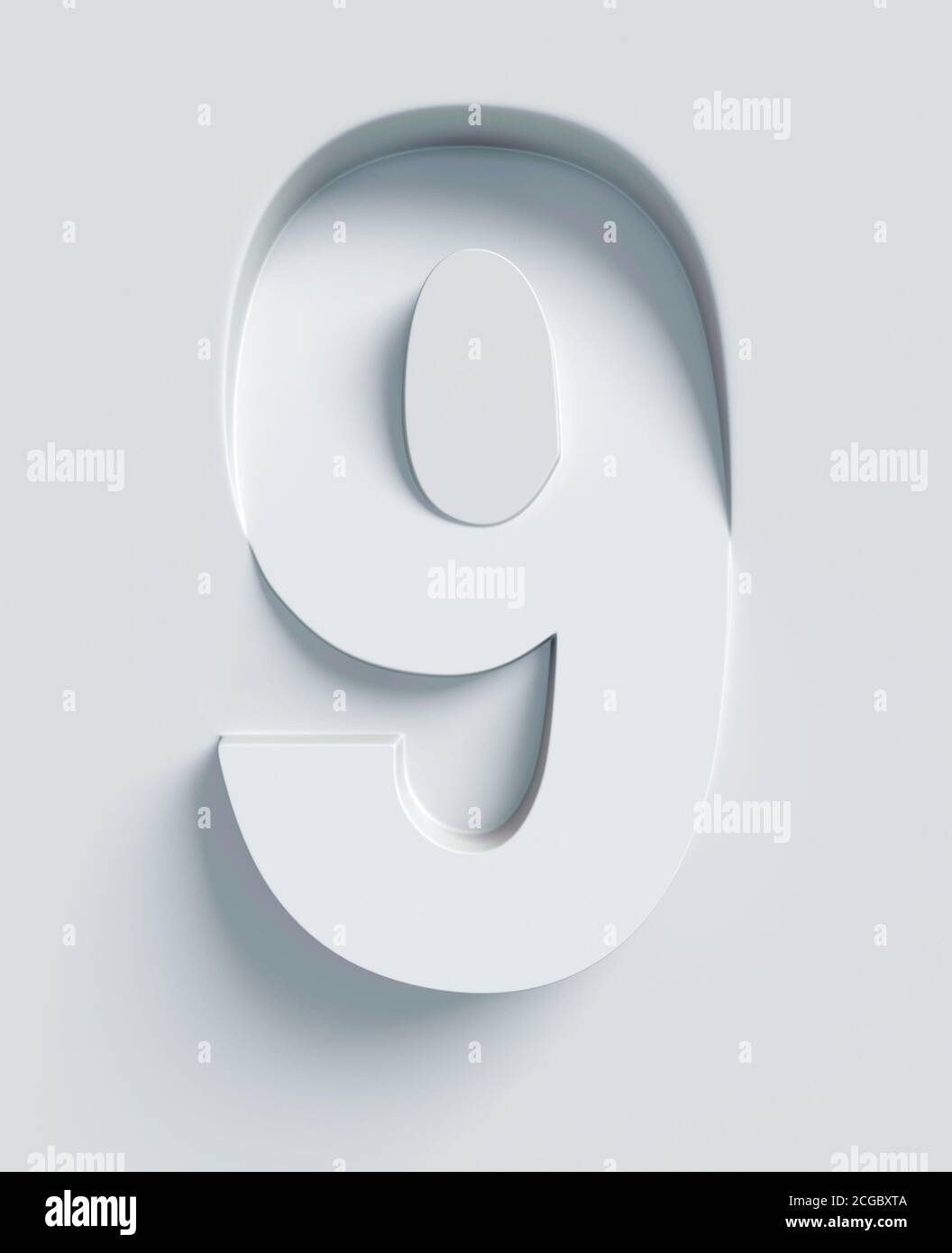 Slanted 3d font engraved and extruded from the surface, number 9 Stock ...