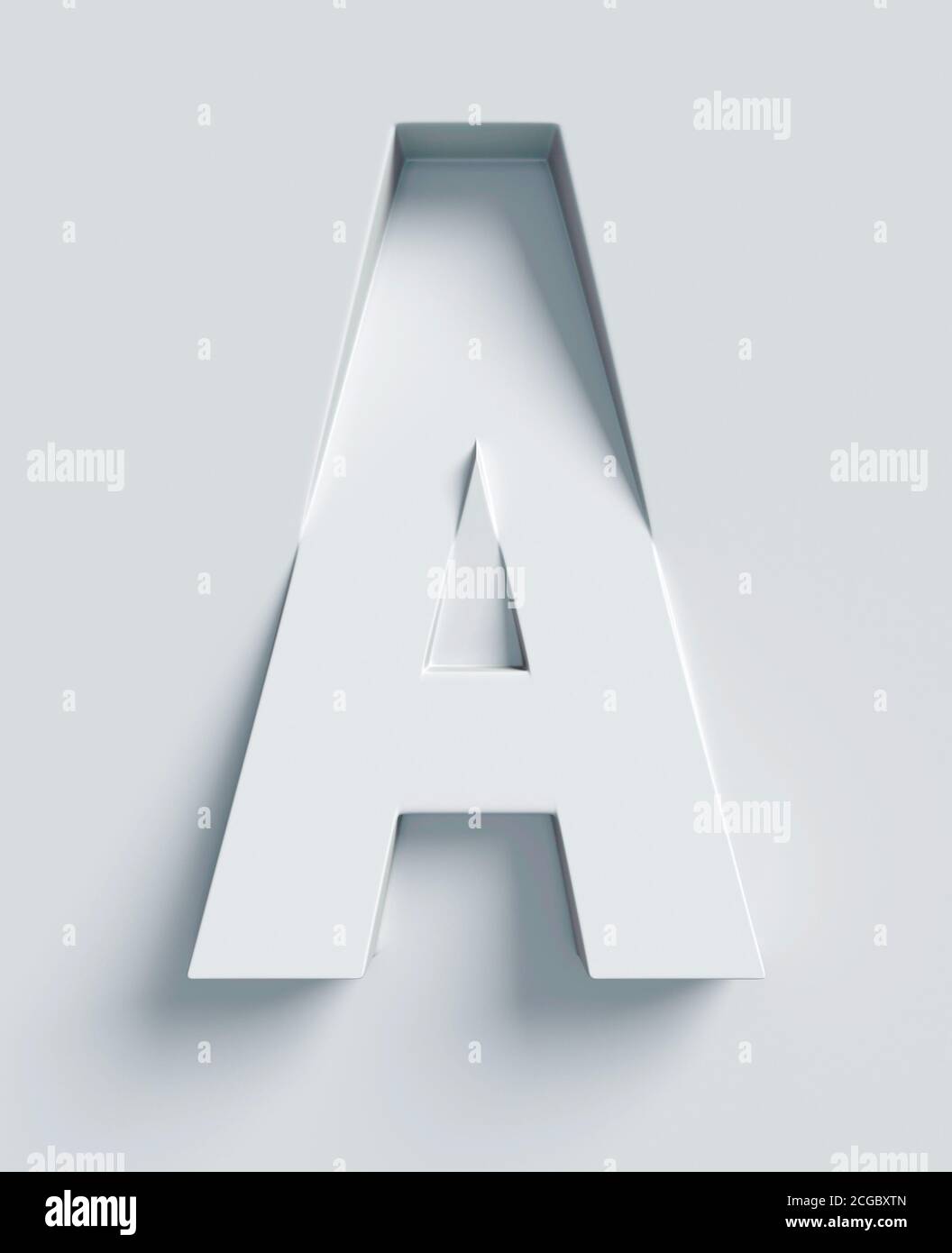 Slanted 3d font engraved and extruded from the surface, letter A Stock ...
