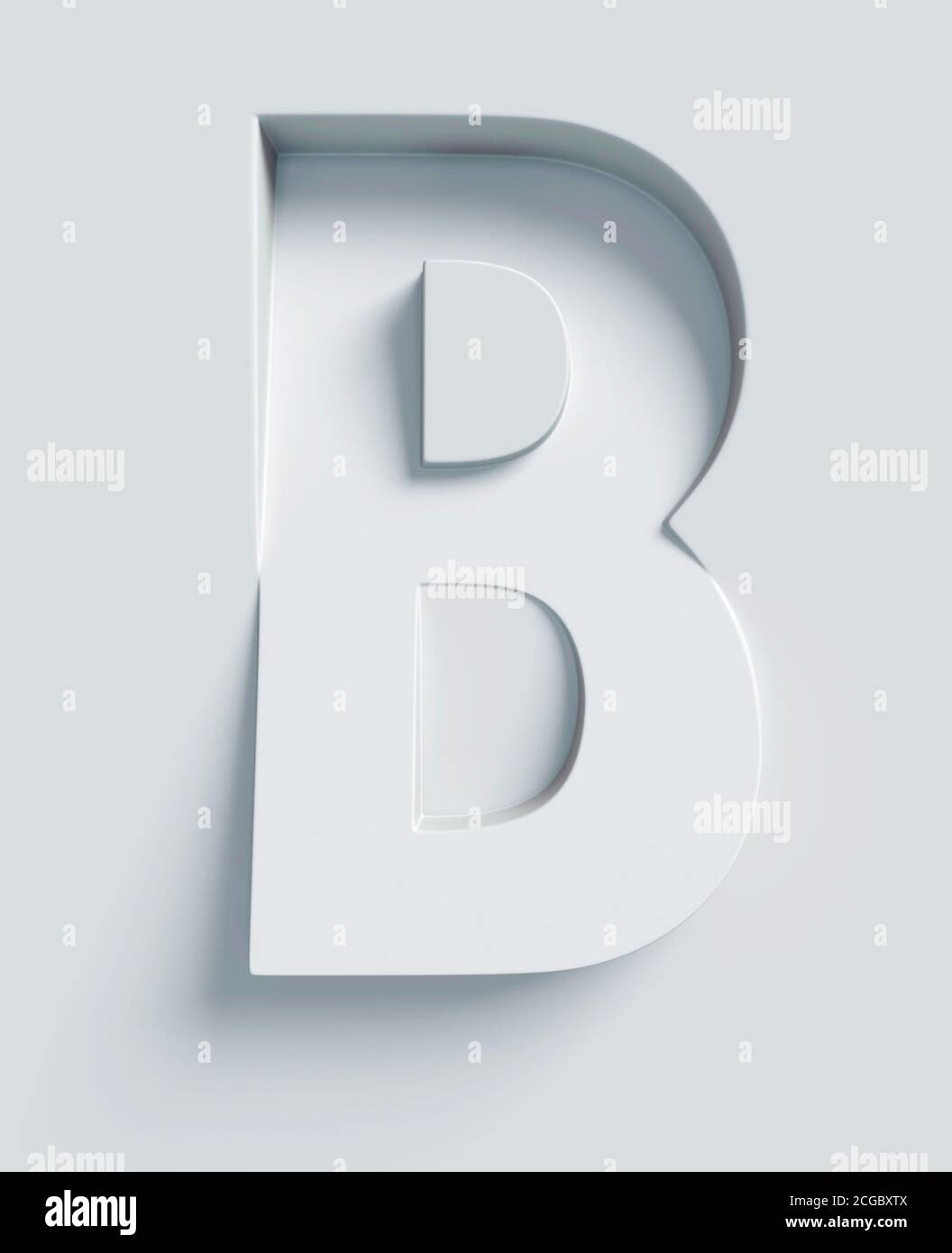 Slanted 3d font engraved and extruded from the surface, letter B Stock ...