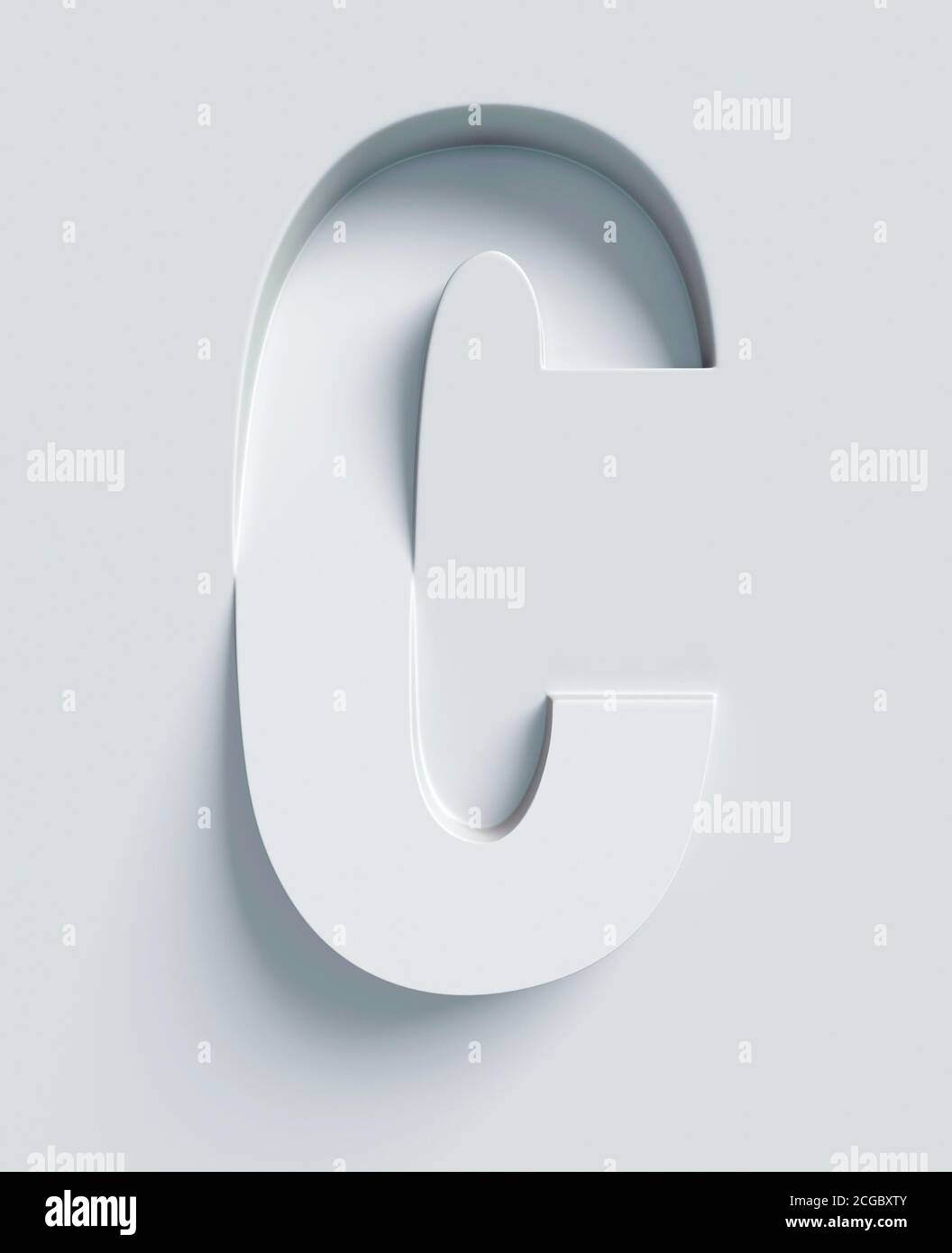 Slanted 3d font engraved and extruded from the surface, letter C Stock ...