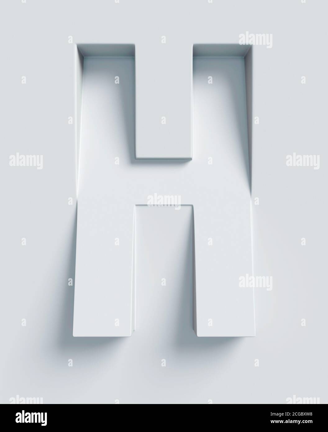 Slanted 3d font engraved and extruded from the surface, letter H Stock ...