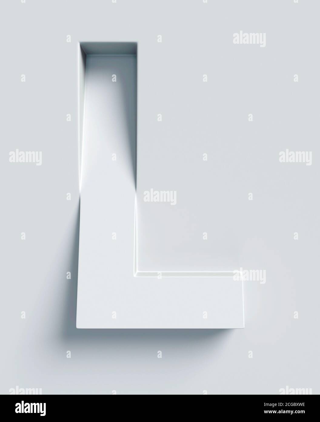 Slanted 3d font engraved and extruded from the surface, letter L Stock ...