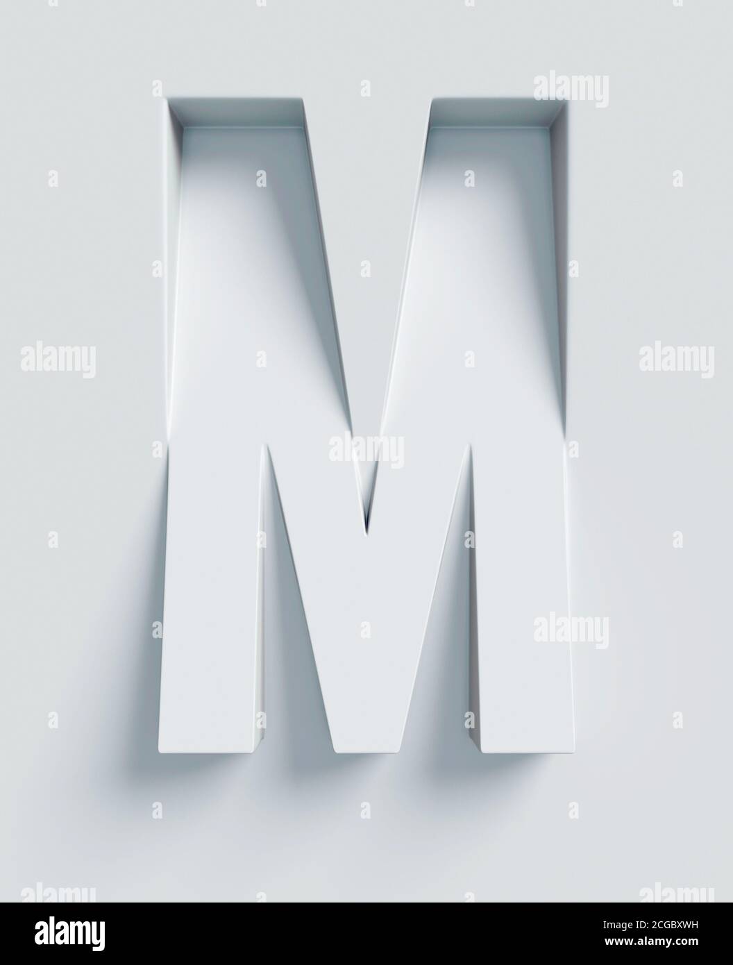 Slanted 3d font engraved and extruded from the surface, letter M Stock ...