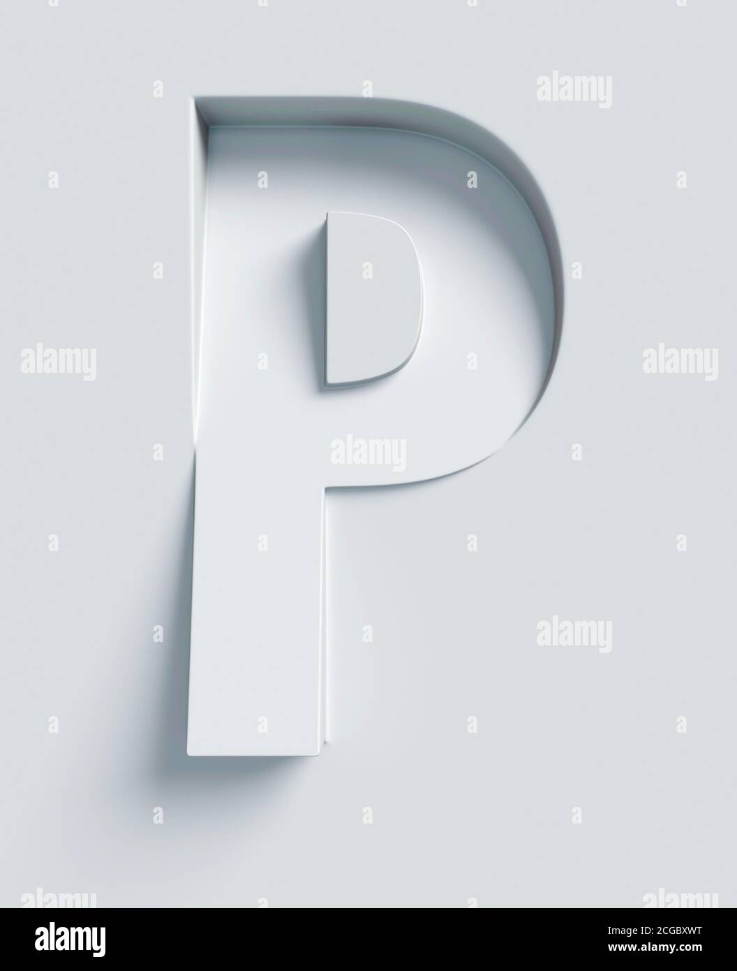 Slanted 3d font engraved and extruded from the surface, letter P Stock ...