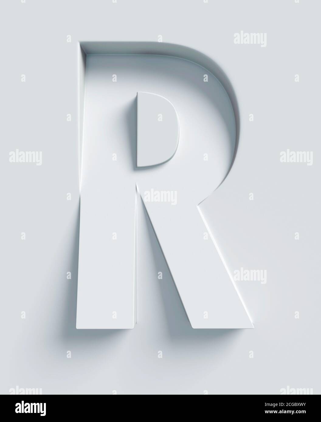 Slanted 3d font engraved and extruded from the surface, letter R Stock ...