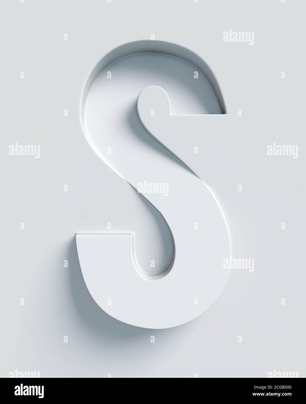 Slanted 3d font engraved and extruded from the surface, letter S Stock ...