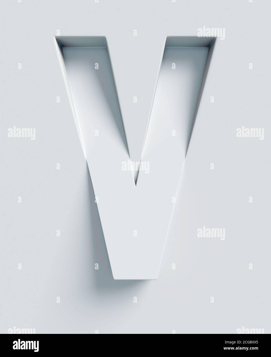 Slanted 3d font engraved and extruded from the surface, letter V Stock ...