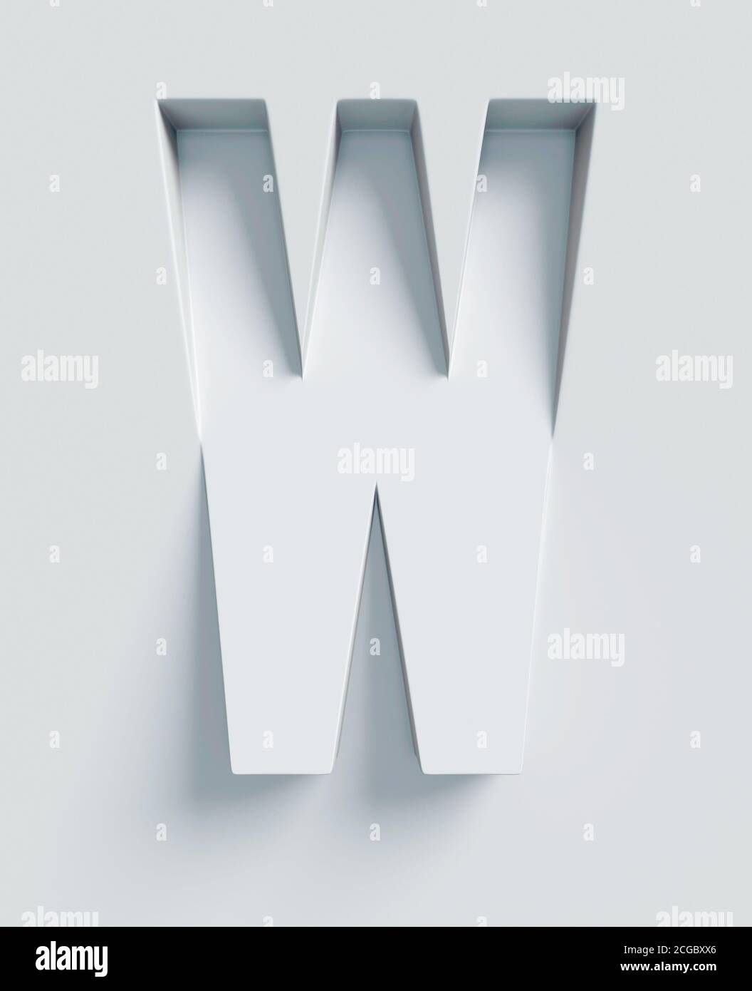 Slanted 3d font engraved and extruded from the surface, letter W Stock ...