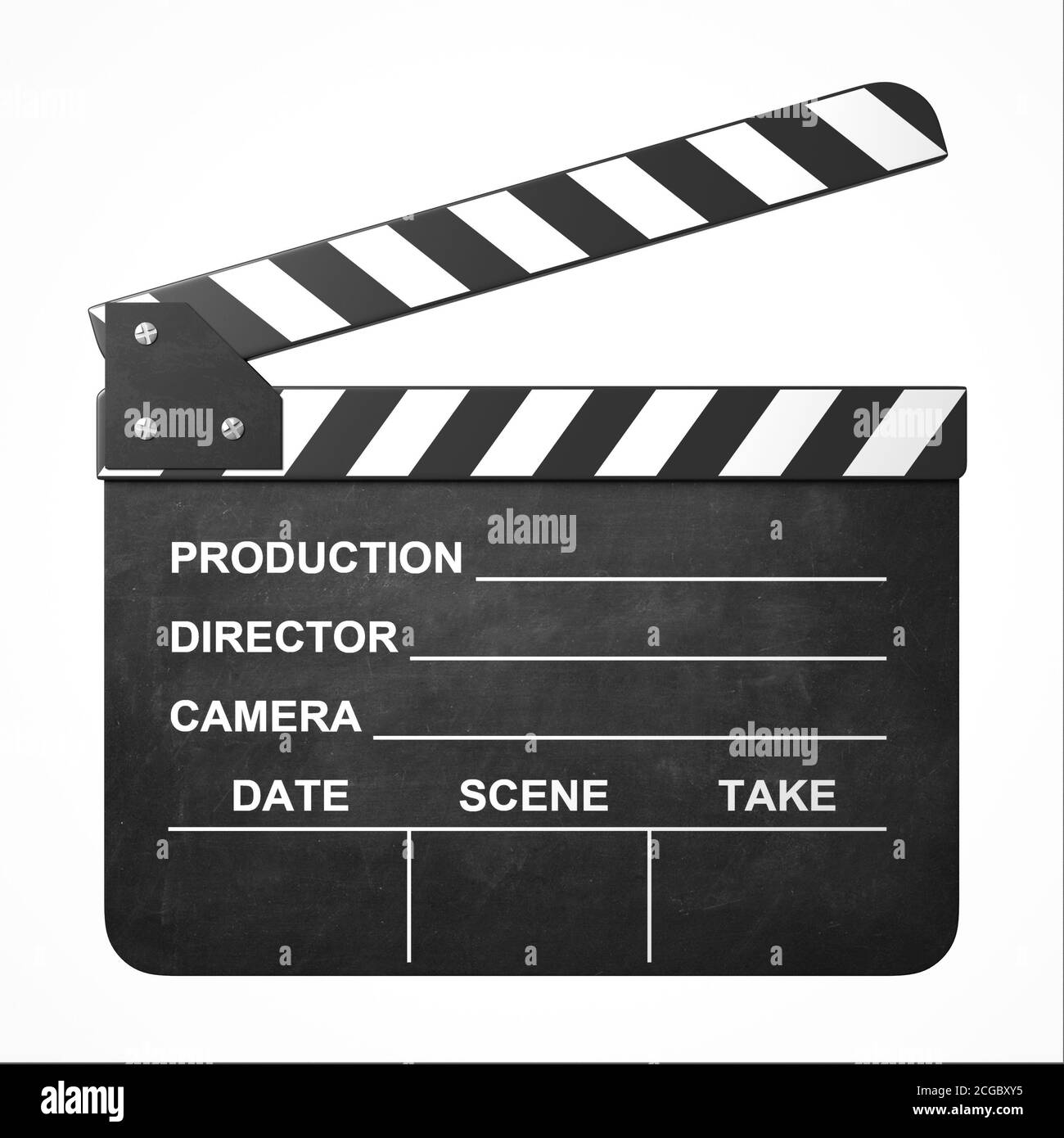 Movie clapper on white background 3d illustration Stock Photo - Alamy