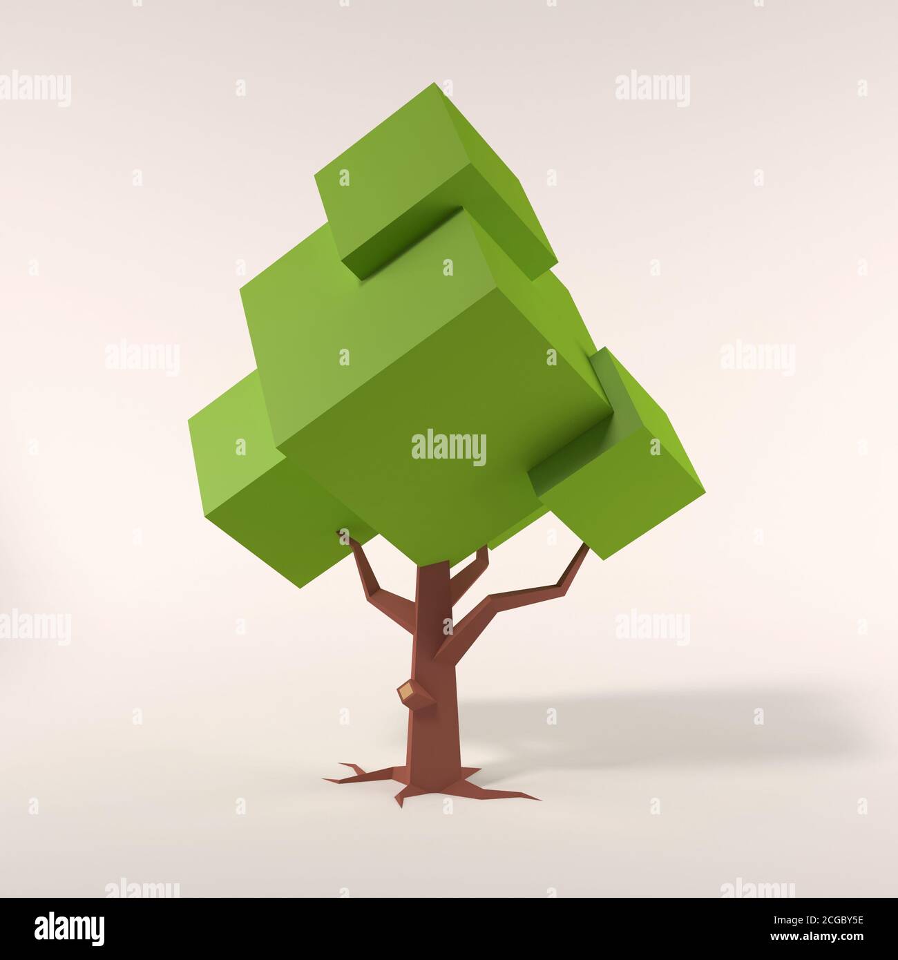 Stylized geometric tree 3d illustration Stock Photo - Alamy