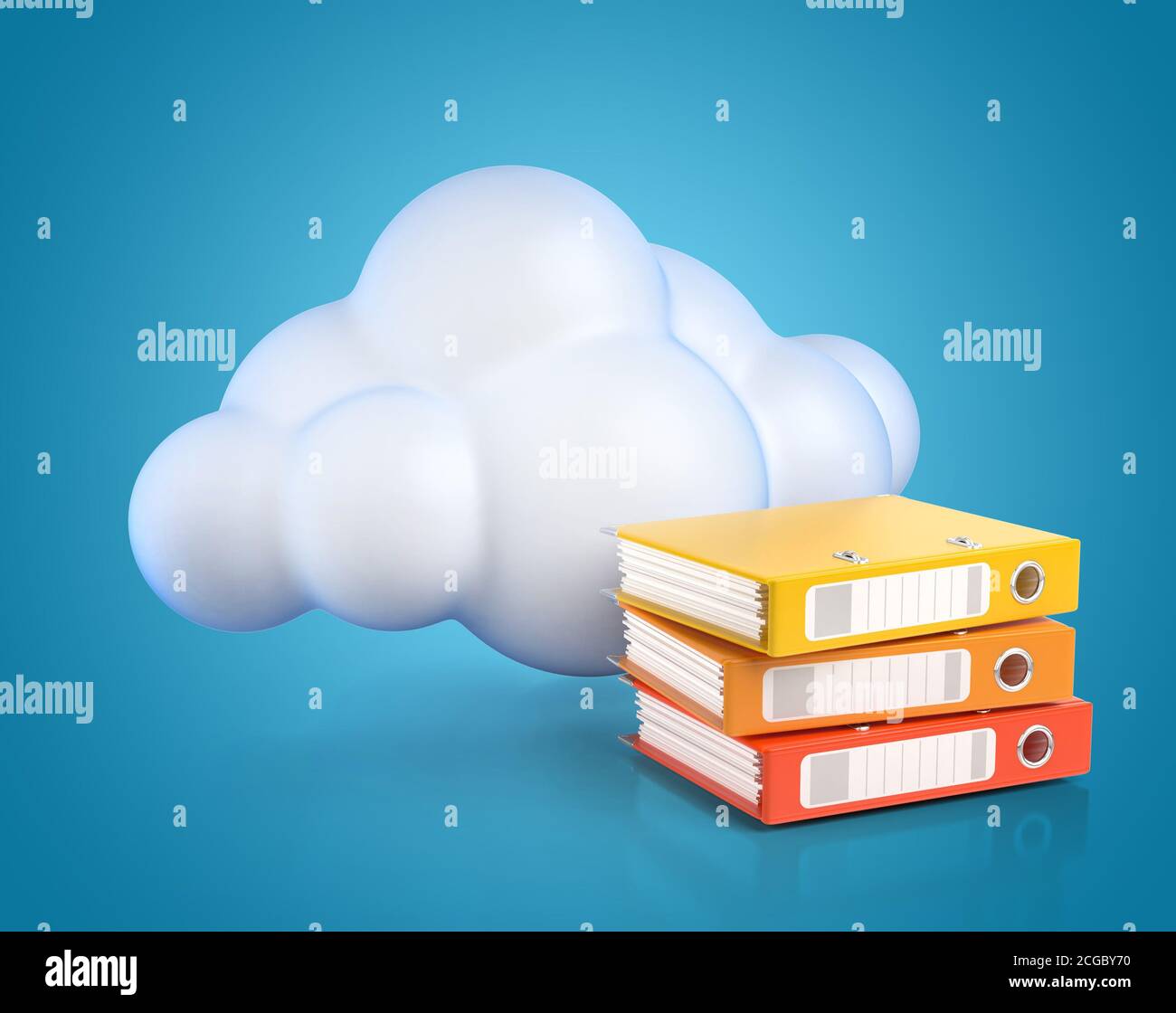 Cloud computing 3d concept - cloud with folders Stock Photo - Alamy