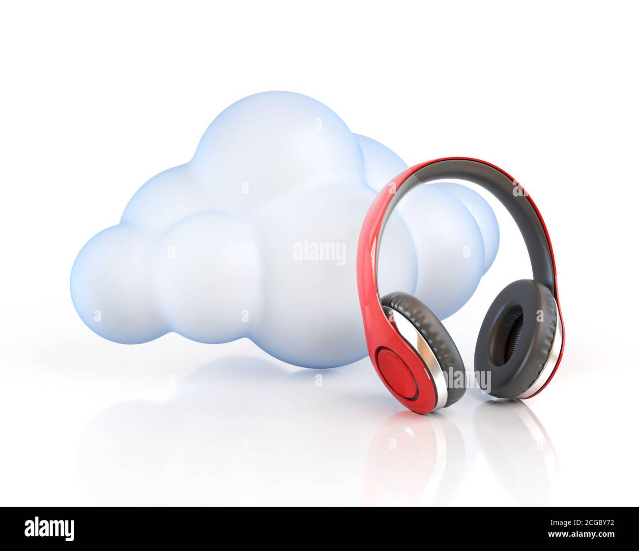 Cloud computing multimedia concept - cloud and headphones Stock Photo ...