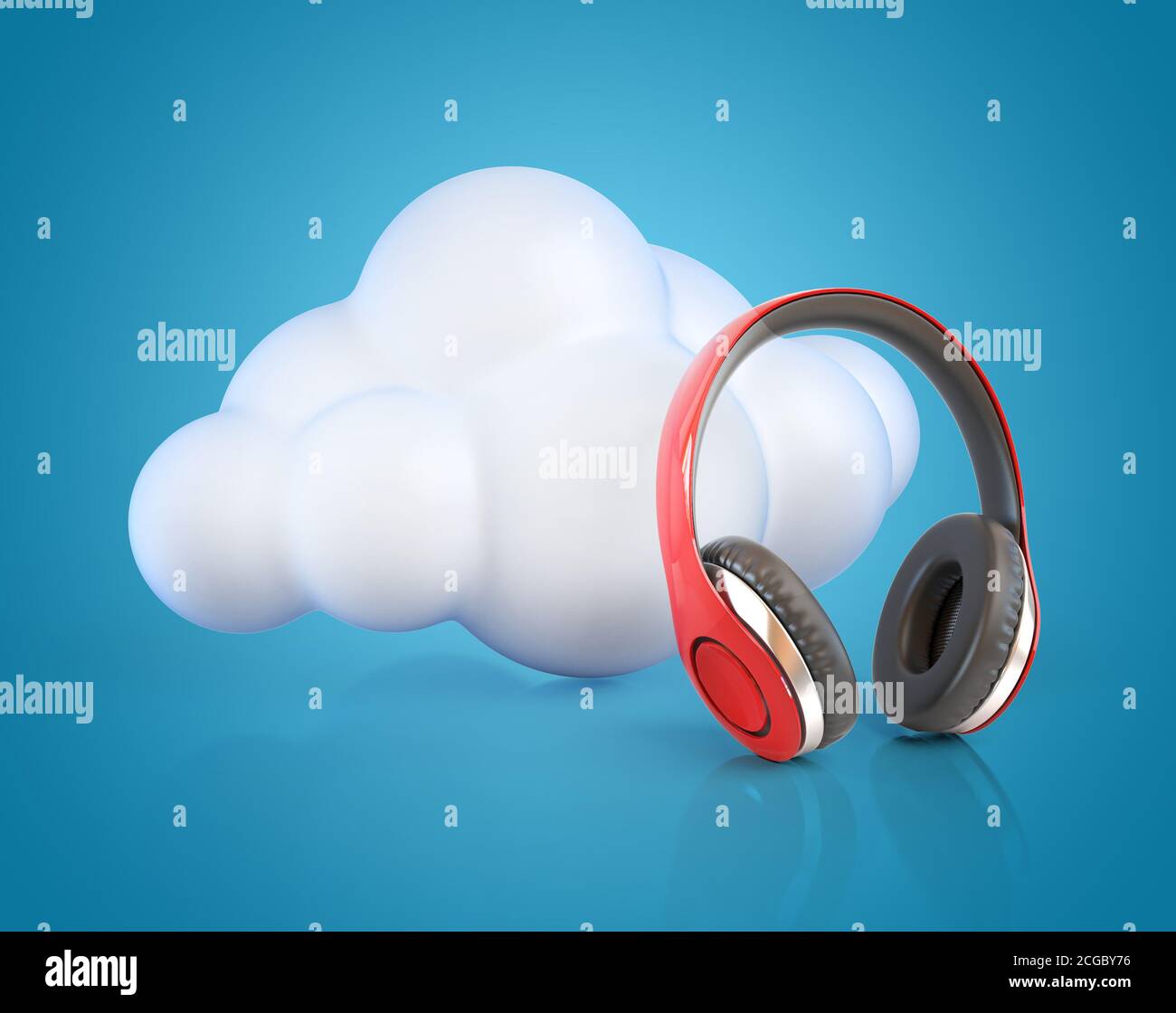 Cloud computing multimedia concept - cloud and headphones Stock Photo ...