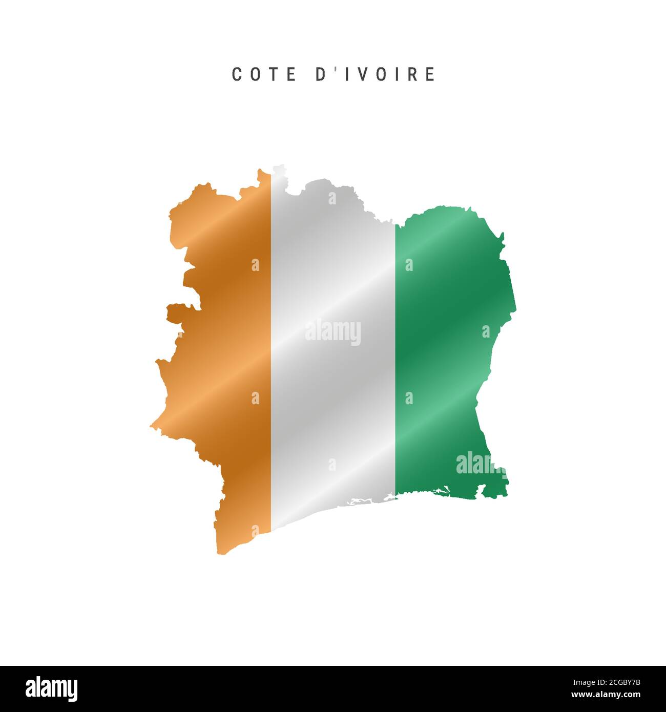 Waving Flag Map Of Cote Divoire Or Ivory Coast Vector Illustration