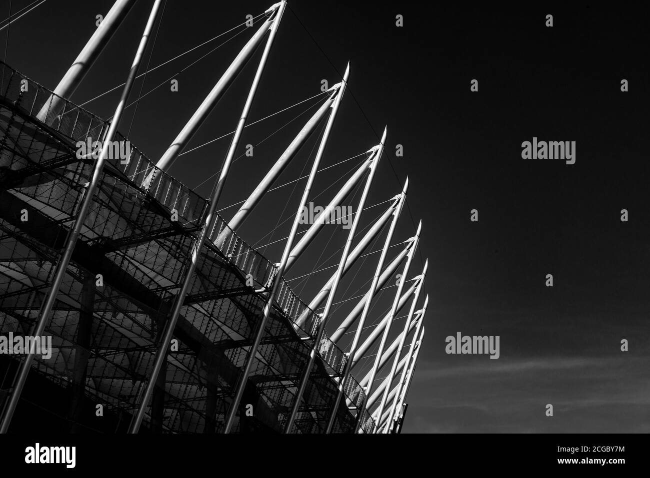 Low angle exterior of the national stadium, built in 2012, Warsaw ...