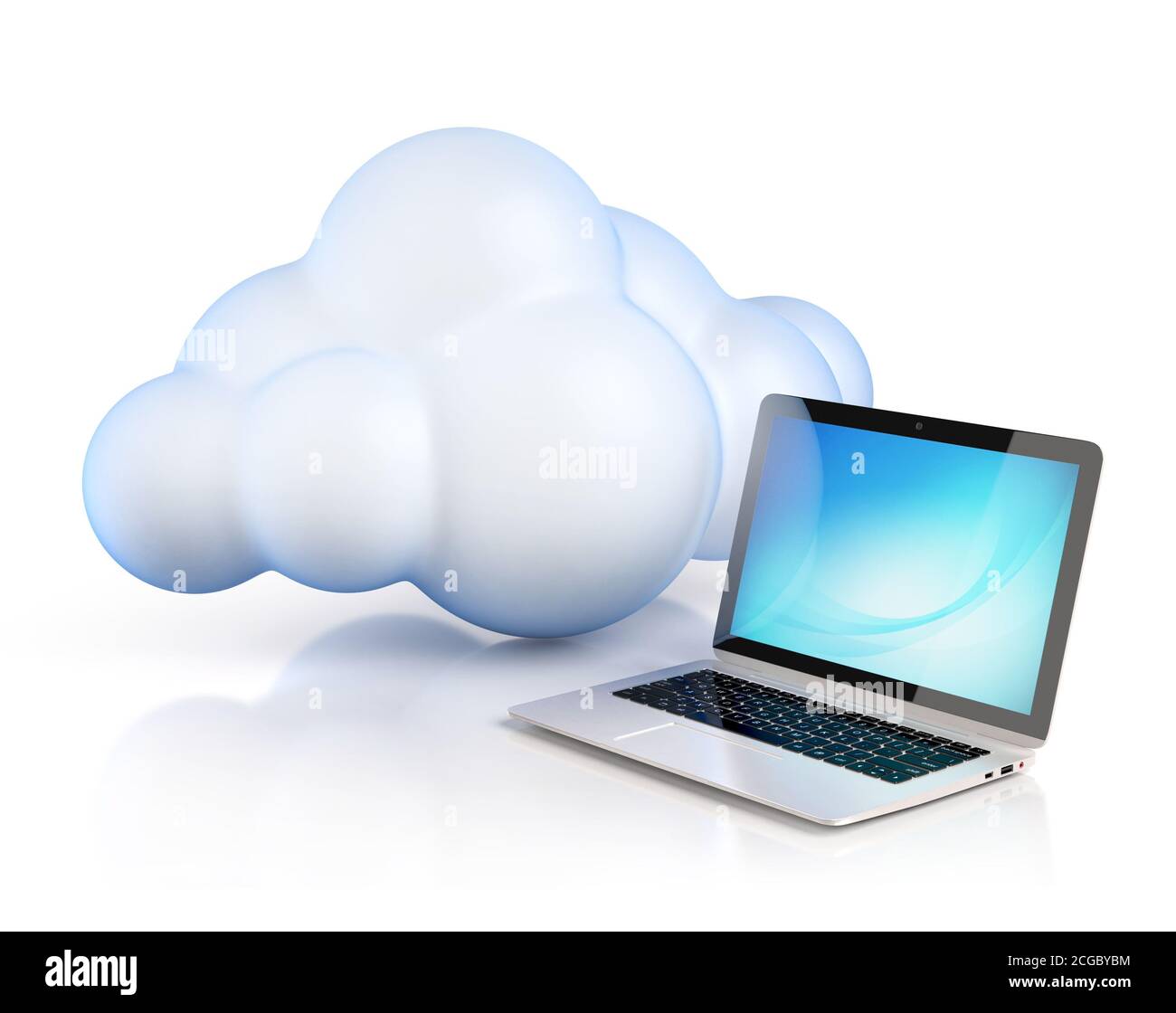Cloud computing 3d concept - cloud and laptop Stock Photo - Alamy