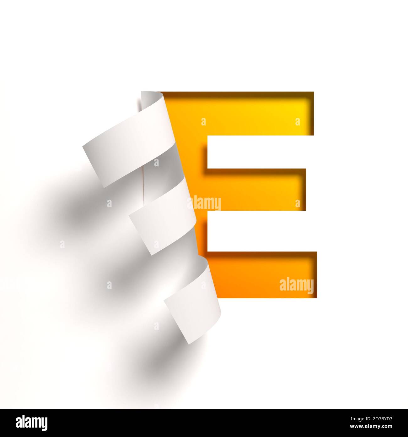Curl paper font letter E Stock Photo - Alamy