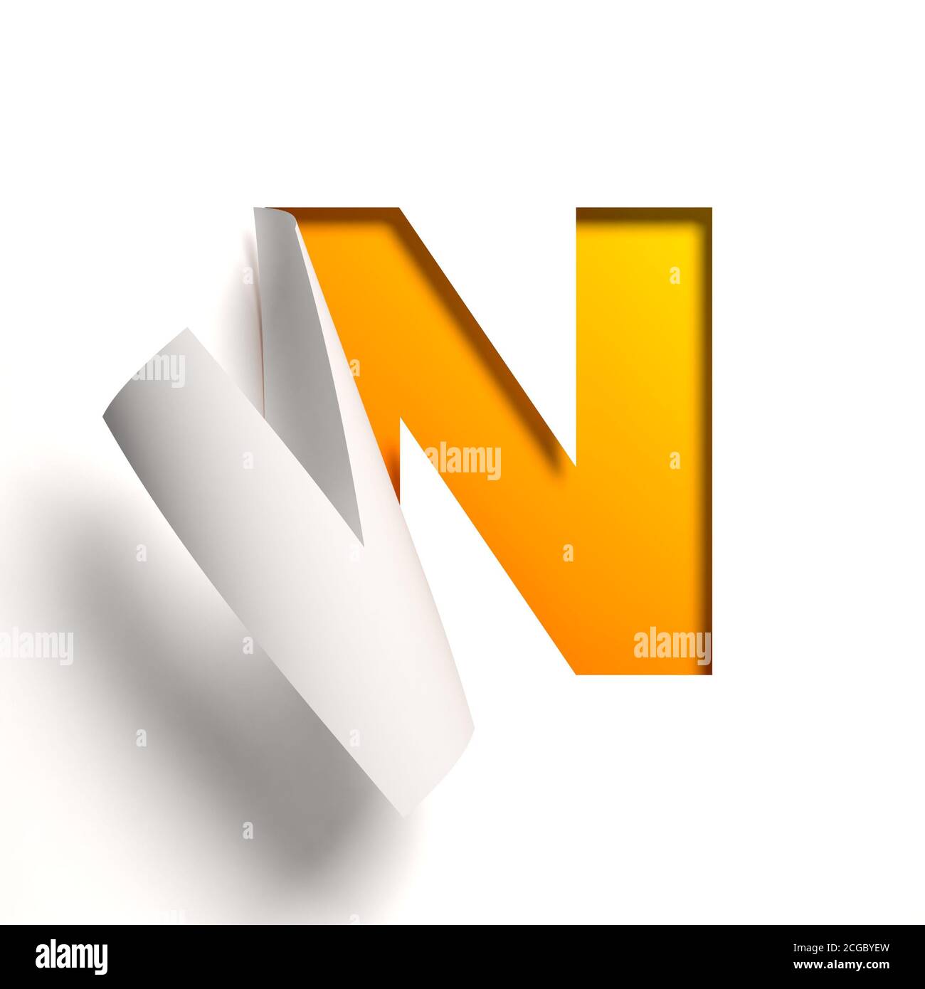 Curl paper font letter N Stock Photo - Alamy