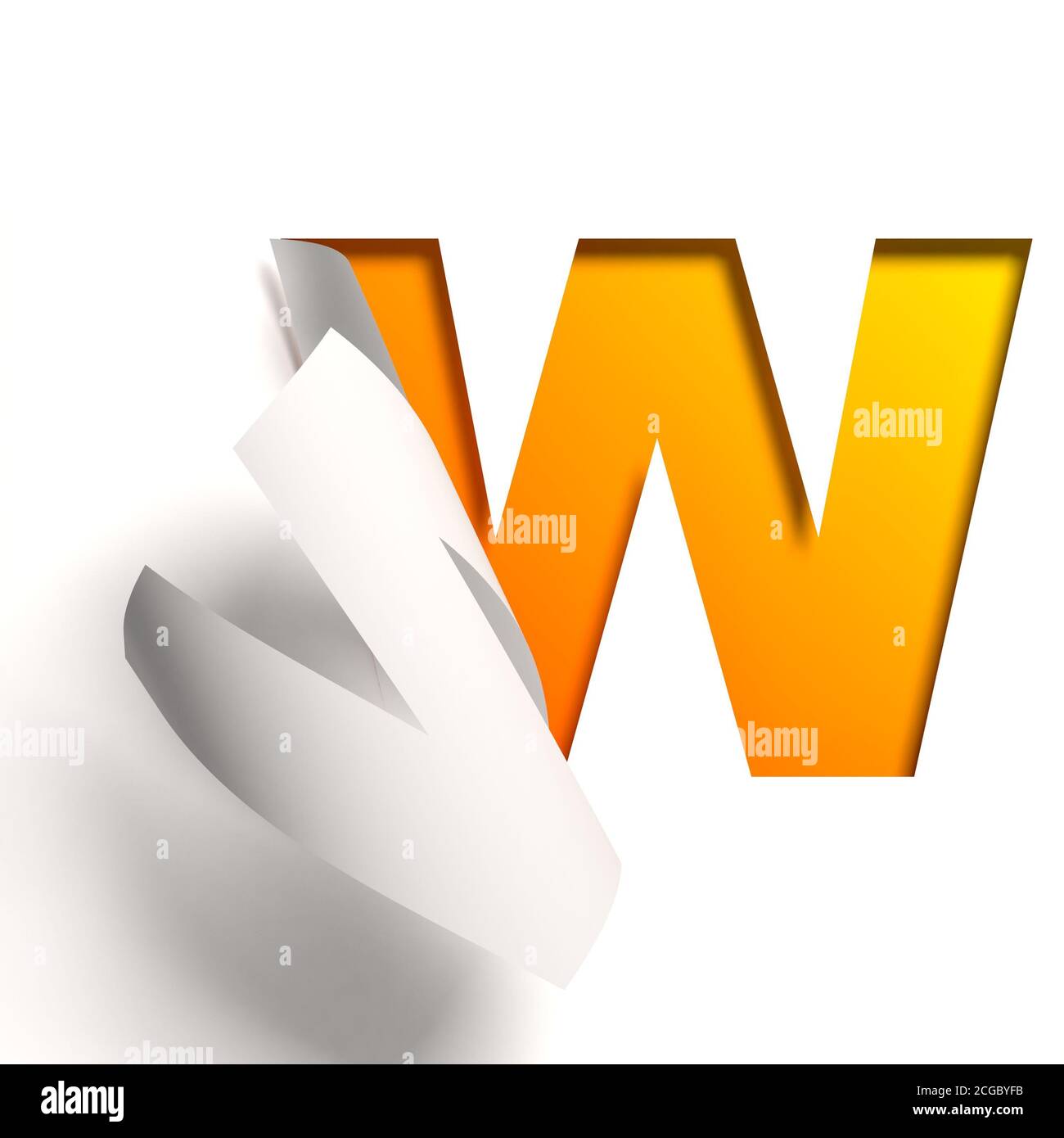Curl paper font letter W Stock Photo - Alamy