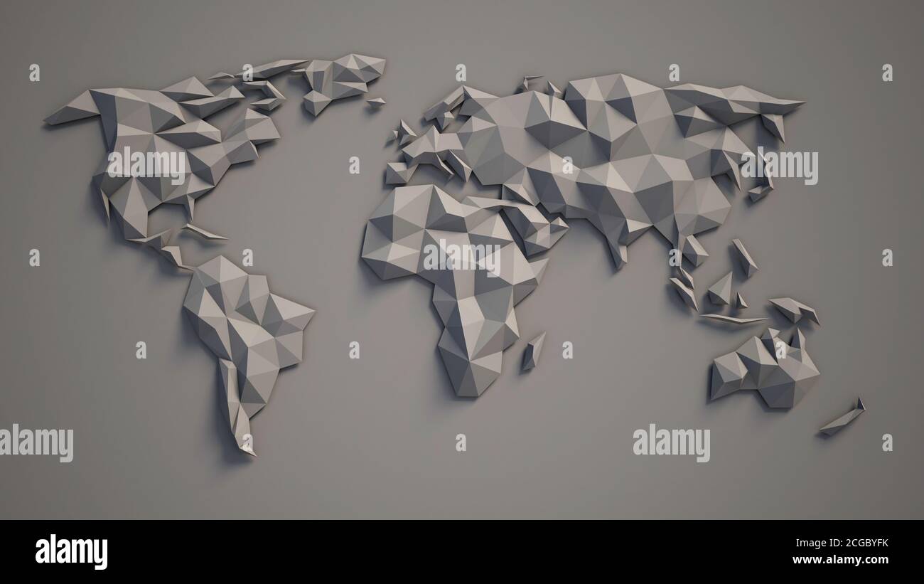 Triangular world map 3d rendering Stock Photo - Alamy