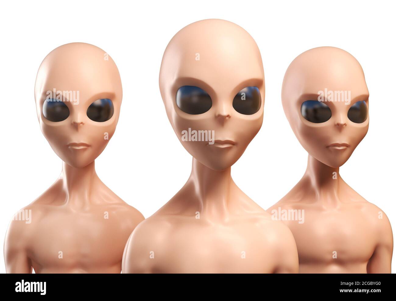 Aliens on white background 3d illustration Stock Photo - Alamy