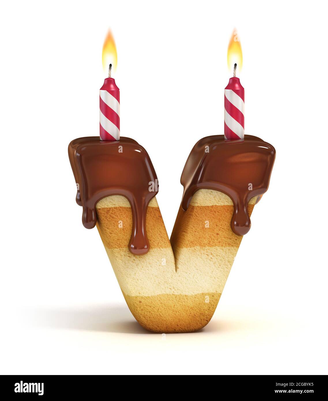 Birthday cake font letter V Stock Photo - Alamy